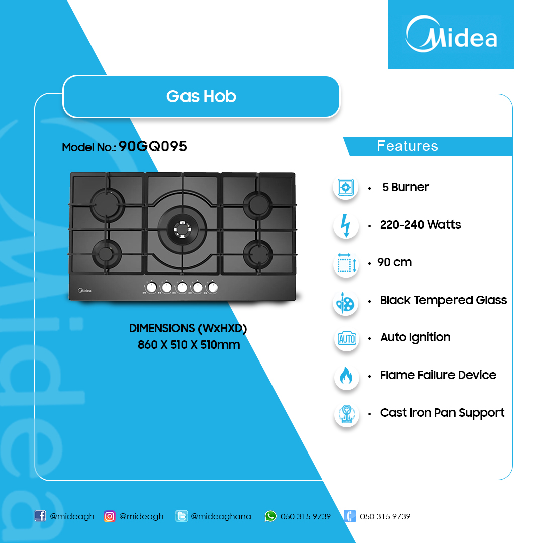 Midea Gas Hob 5 Burner – Electroland Ghana Limited